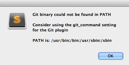 [SOLVED] Sublime Text 2: Git binary could not be found in PATH – Gubatron.com